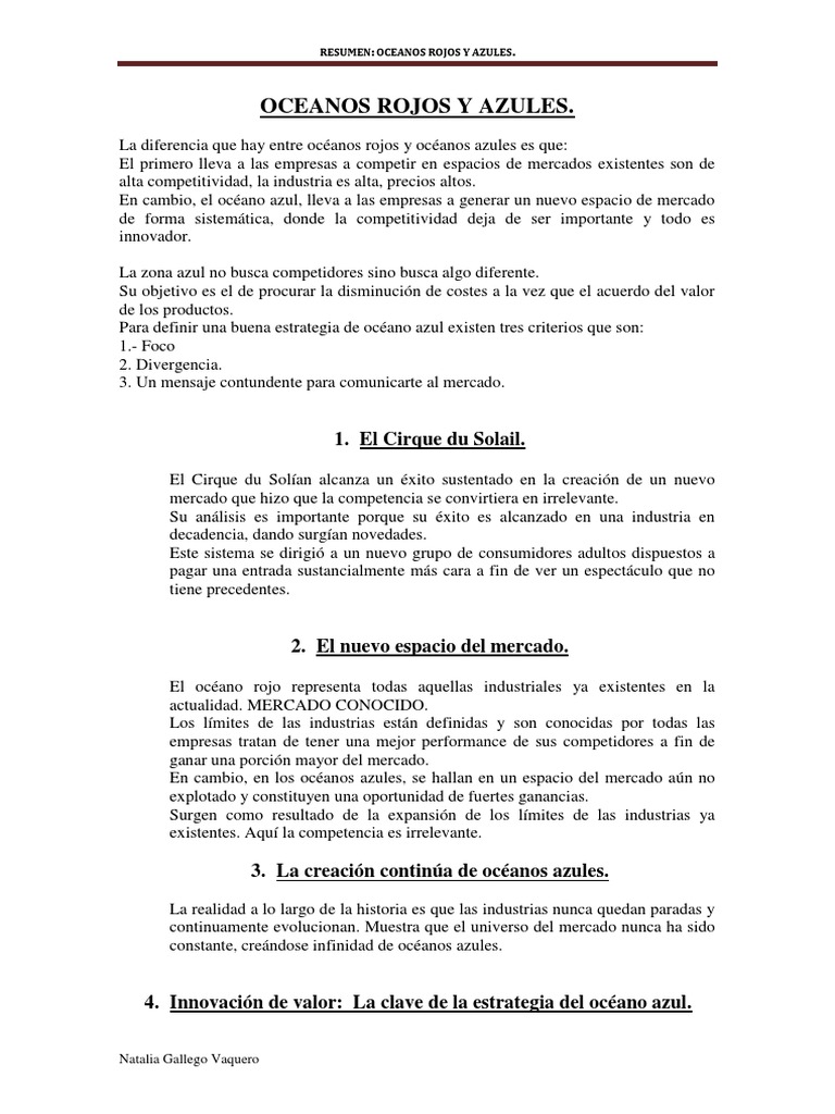 La Diferencia Que Hay Entre Océanos Rojos y Océanos Azules Es Que | PDF ...