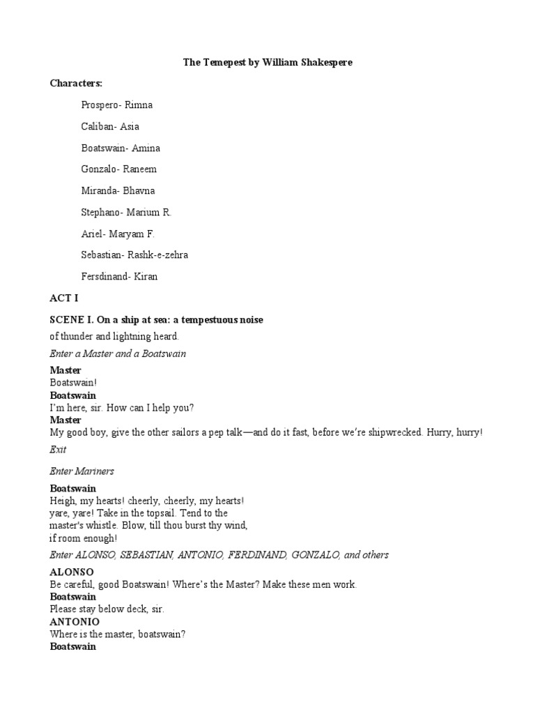 The Tempest Full Script - Odt | PDF | The Tempest | Nature
