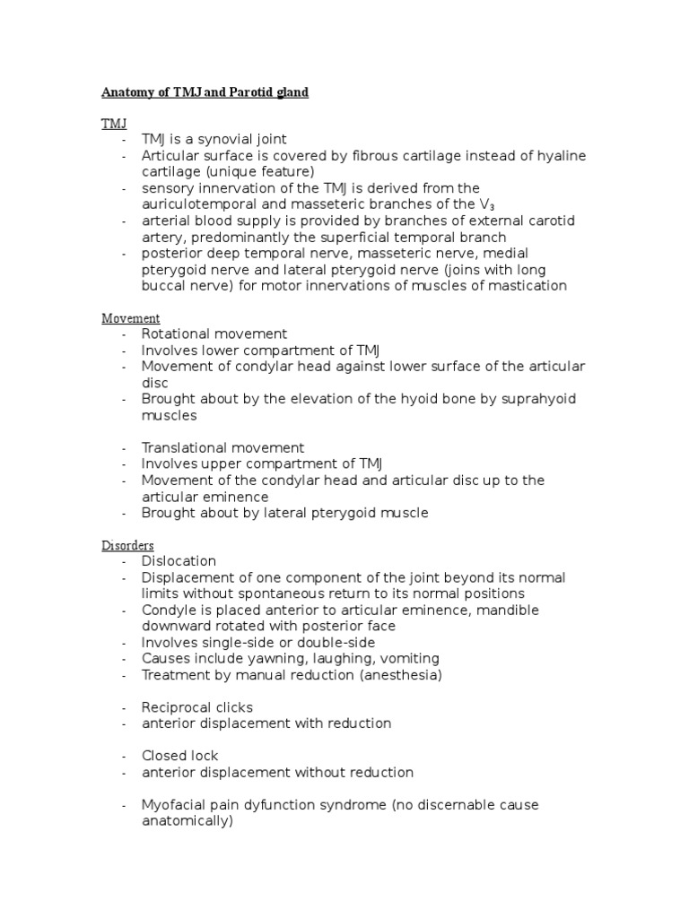 Anatomy of TMJ and Parotid Gland | PDF | Animal Anatomy | Human Head ...