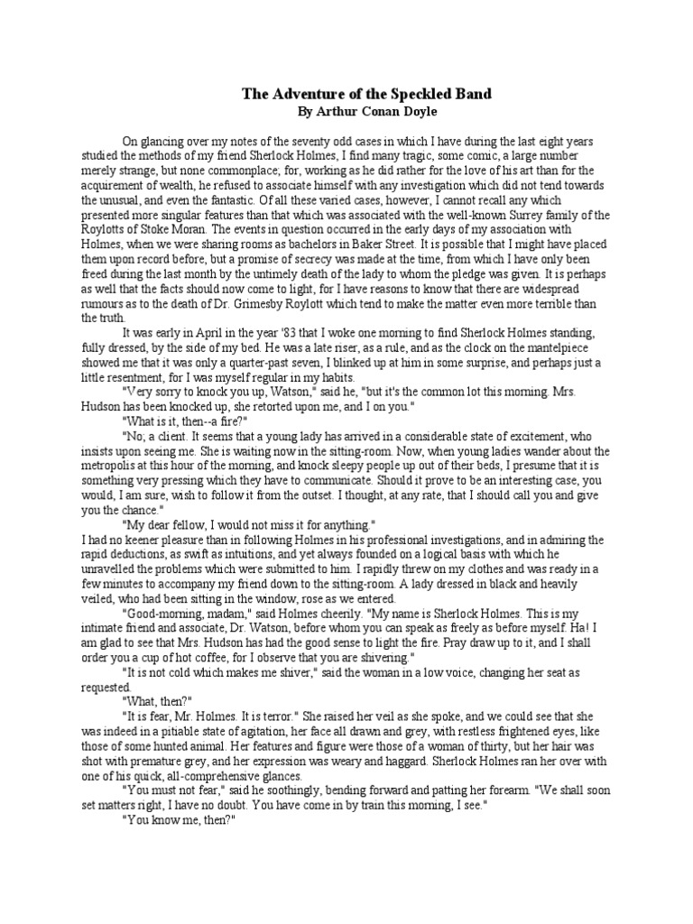 The Adventure of The Speckled Band | PDF | The Adventure Of The ...