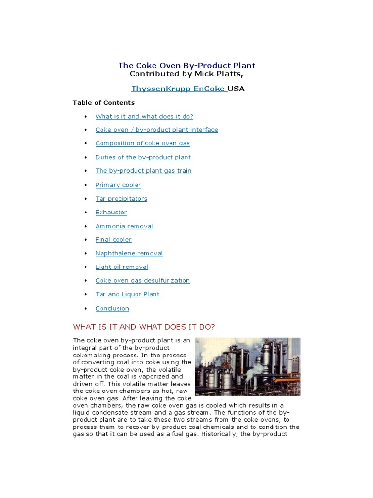 Coke Oven By-Product Plant Overview | PDF | Coke (Fuel) | Ammonia