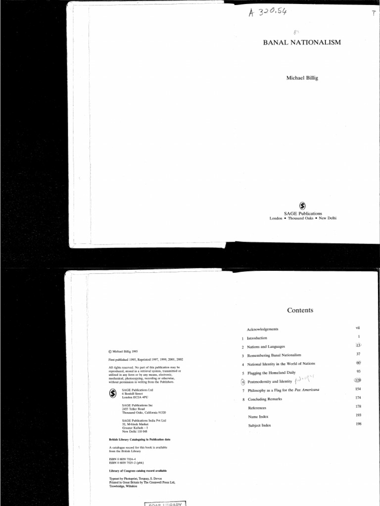 Michael Billig Banal Nationalism 1995 | PDF