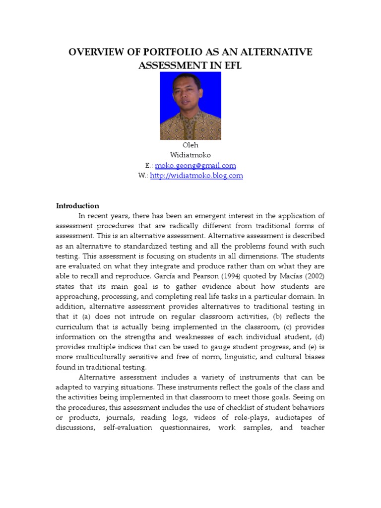 Overview of Portfolio As An Alternative Assessment in Efl | PDF | Business