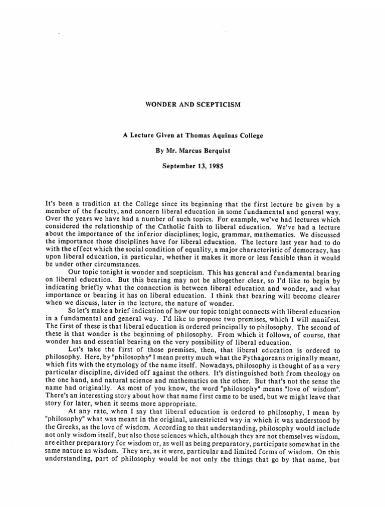 Marcus Berquist, Wonder and Scepticism | PDF