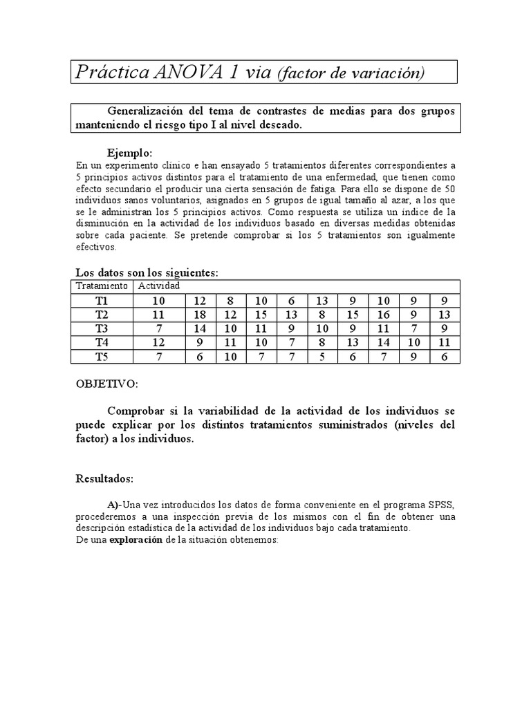 Análisis ANOVA de tratamientos y su efecto | PDF | Análisis de ...