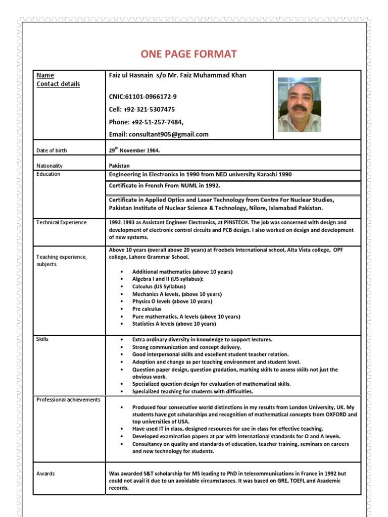 CV Faiz Ul Hasnain OCR | PDF | Teachers | University