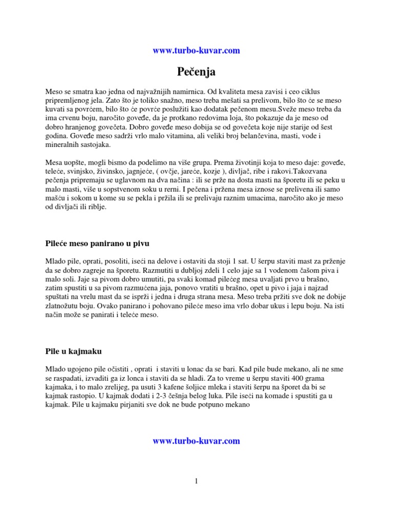 Recepti Za Pecenja | PDF