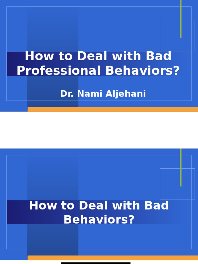 How To Deal With Bad Behaviors | PDF | Occupational Stress ...