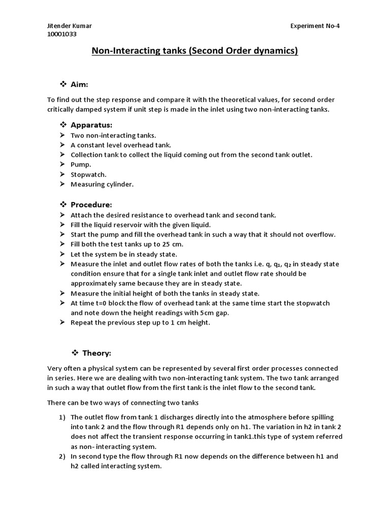 Non Interacting System | PDF | Steady State | Pump
