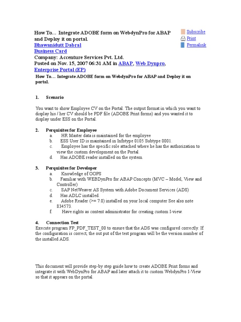 How To Use Webdynpro With Adobe | PDF | Computers