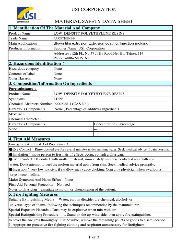 Msds Ldpe en Us | PDF | Chemical Substances | Materials