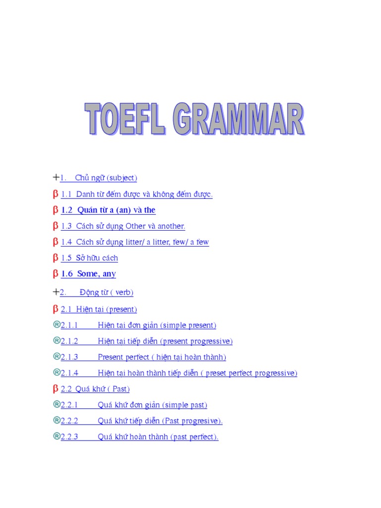 TOEFL Grammar | PDF