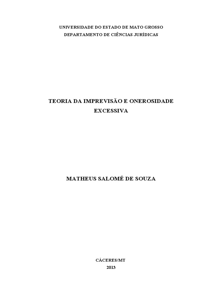 Teoria Da Imprevisão e Onerosidade Excessiva | PDF | Pensão alimentícia ... Teoria Da Imprevisão e Onerosidade Excessiva | PDF | Pensão alimentícia ...