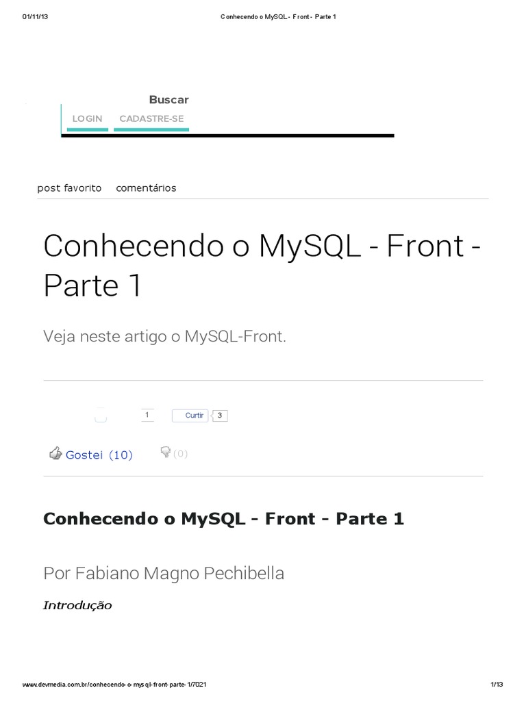 Conhecendo o MySQL - Front - Parte 1 | PDF | Protocolo de transferência ...