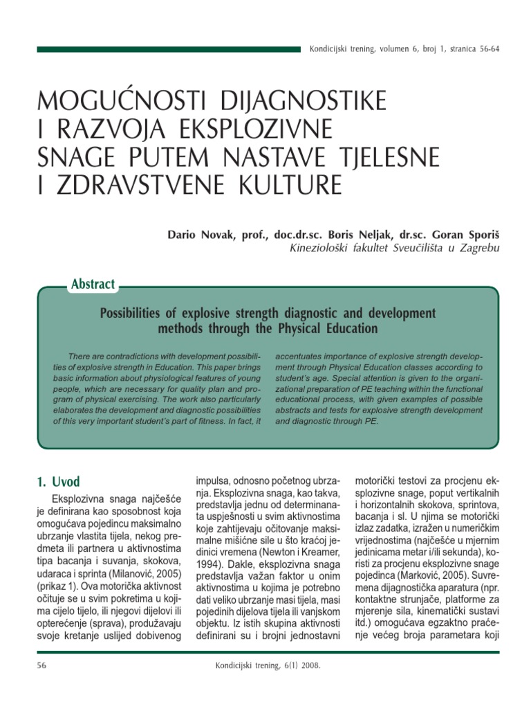 Razvoj Eksplozivne Snage PDF | PDF