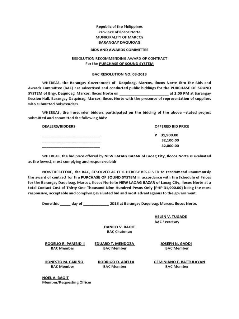 BAC Resolution NEW | PDF