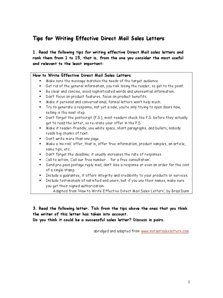 Direct mail sales letter_example.doc | Direct Marketing | Mail