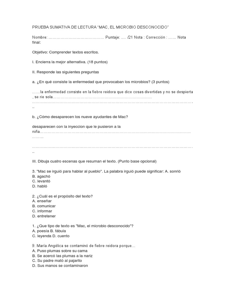 Prueba Mac El Microbio Desconocido | PDF | Ocio