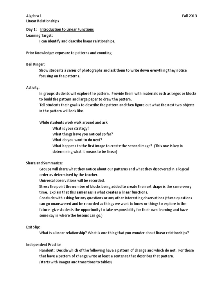 Linear Relationships Individual Lessons | PDF | Derivative | Equations