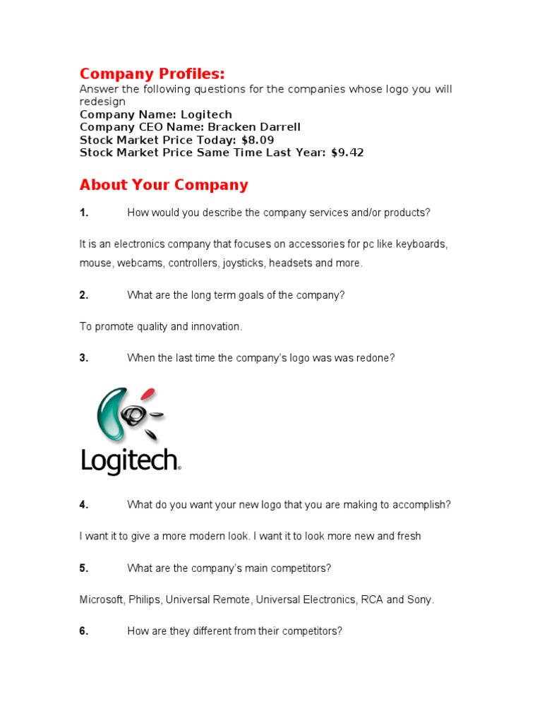 Ignacio Logitech Company Profile | PDF | Art | Computers