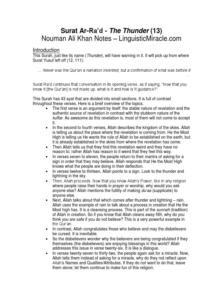13 - Surah Ar-Ra3d | PDF | Prophets And Messengers In Islam | Religious ...