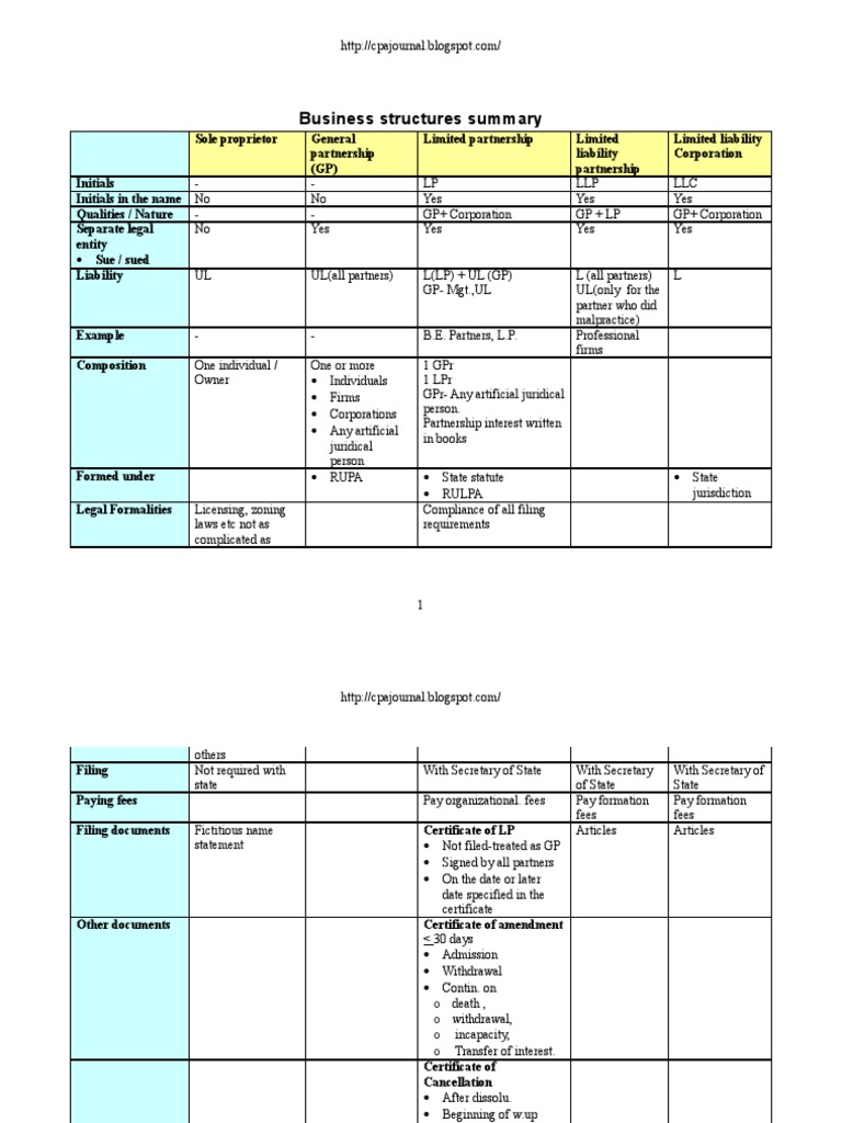 Overview of Business Structures | PDF | Limited Partnership | Partnership