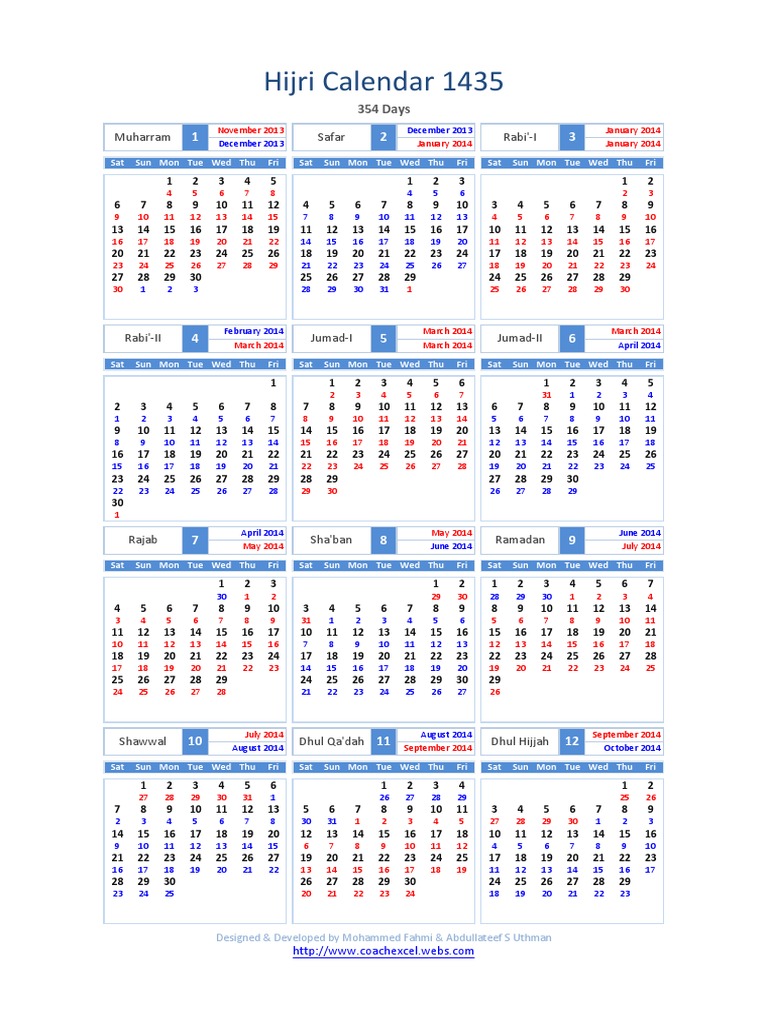 Ramadan 1435 Calendar