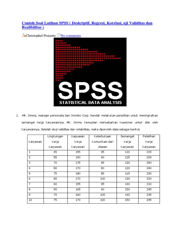 Contoh Soal Latihan SPSS | PDF