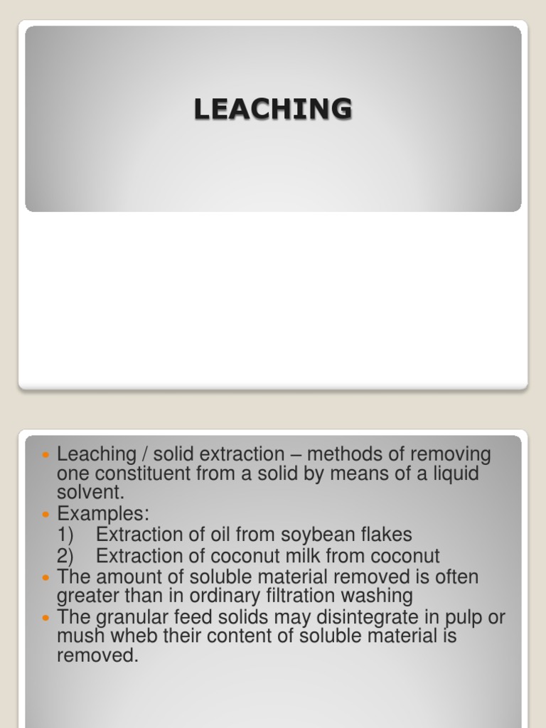 CHAPTER 1 - LEACHING Continuous Countercurrent | PDF | Solution ...