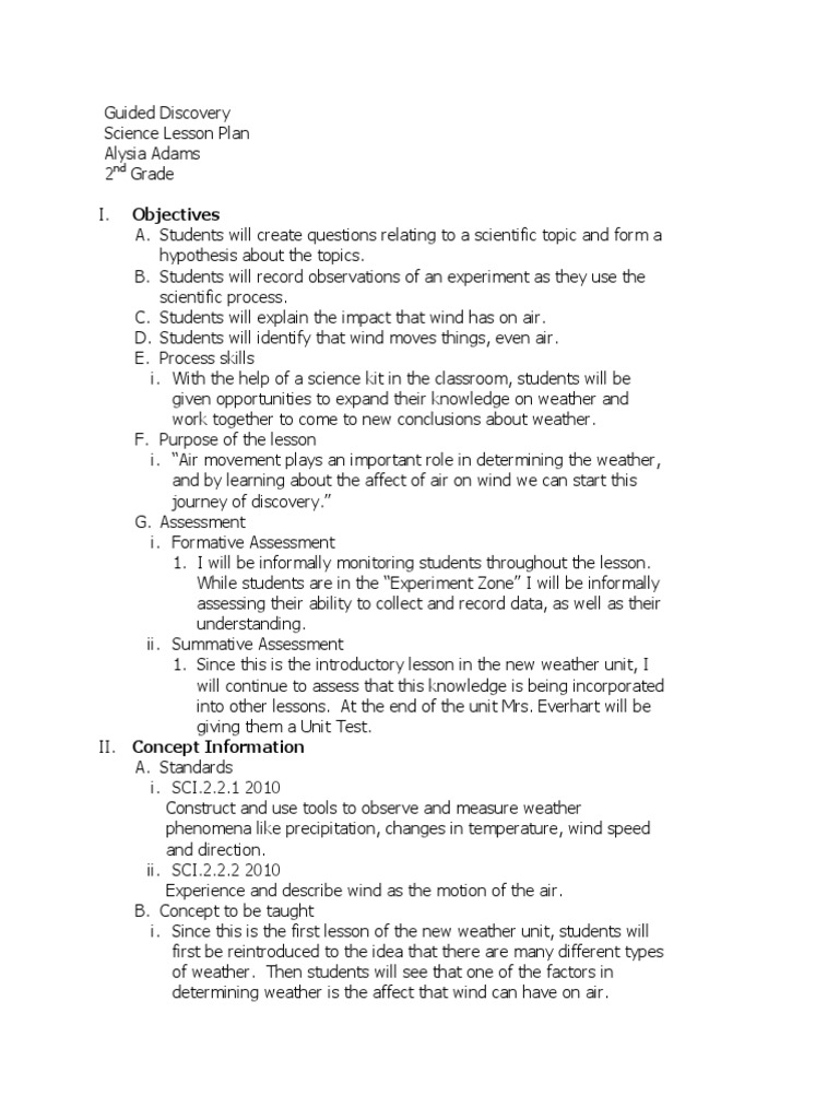 2nd Grade Wind & Air Science Lesson | PDF | Lesson Plan | Experiment