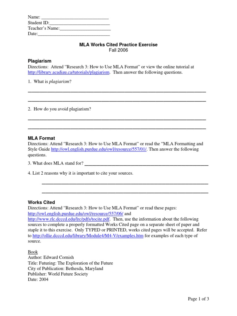 Mla Exercise PDF | PDF | Magazines | Citation