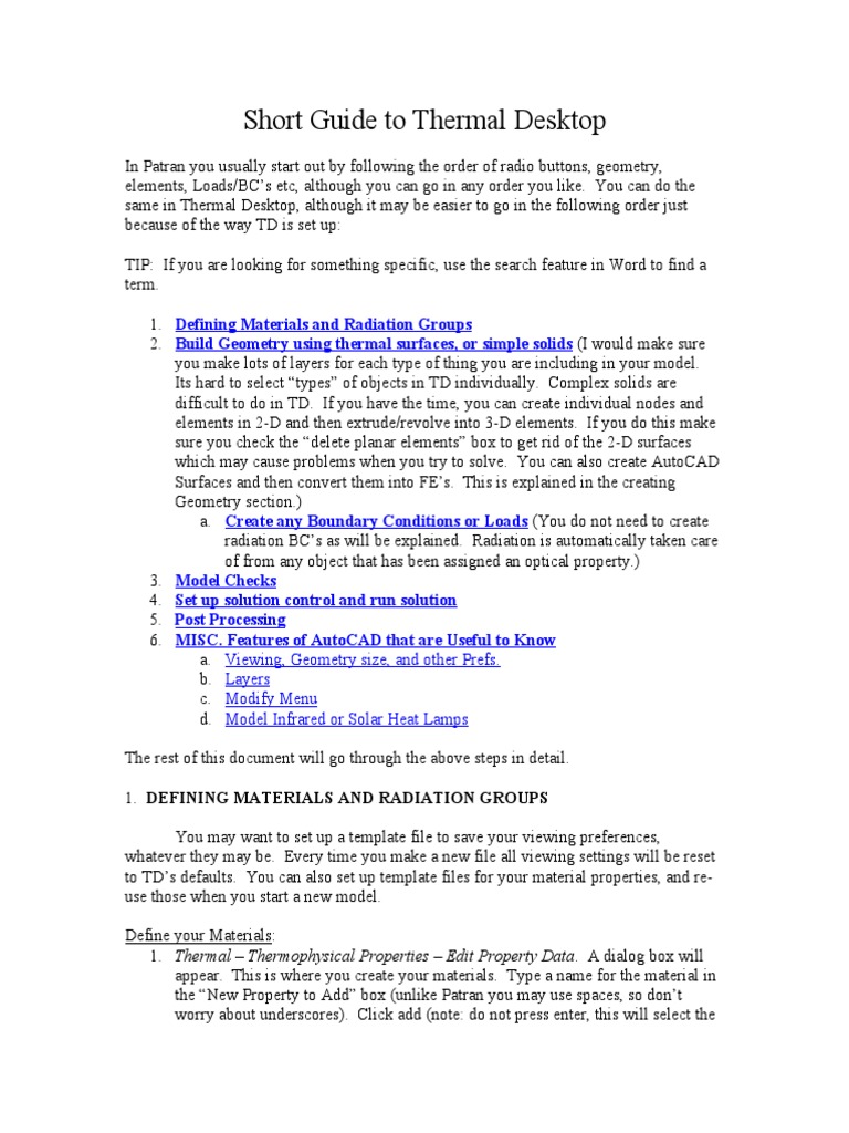 Thermal Desktop Quick Start Guide | PDF | Transport Phenomena ...