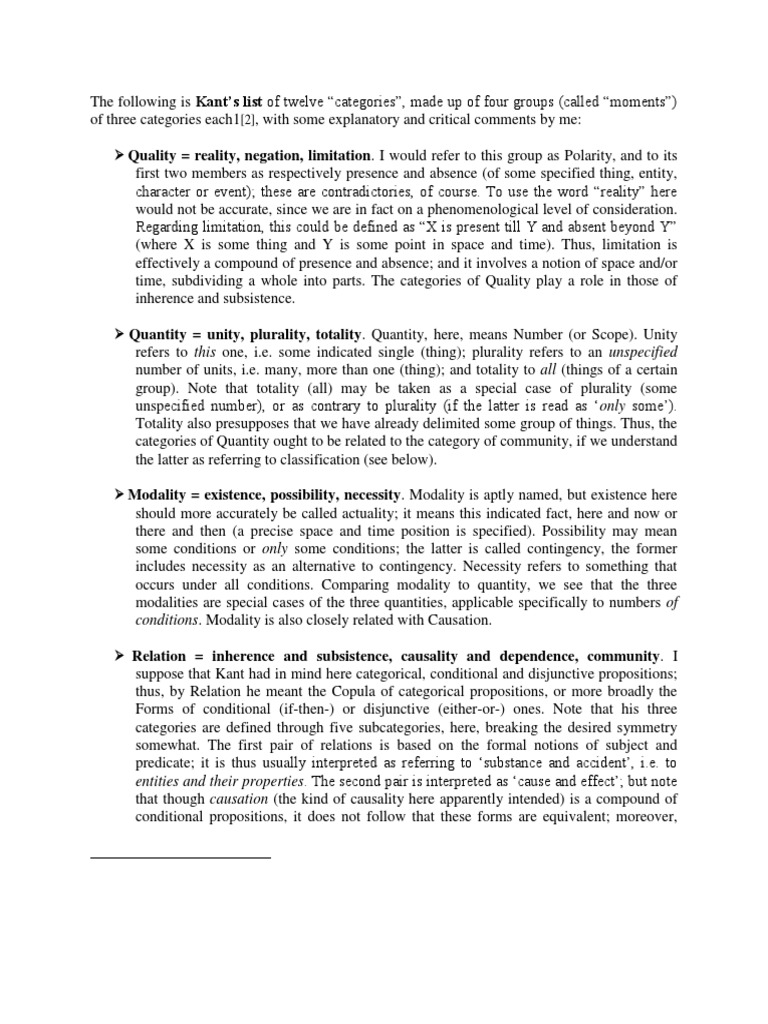 Kant Transcendental categories | Modal Logic | Causality