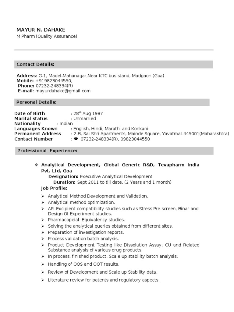 CV - Mayur. Dahake | PDF | Business