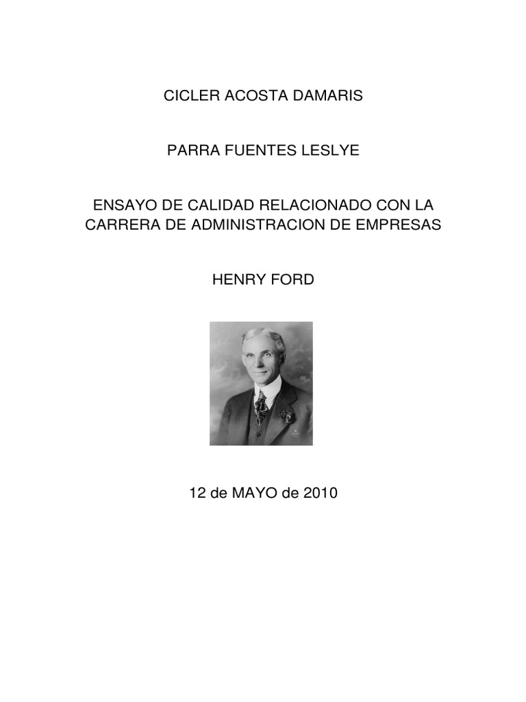 Aportes de Henry Ford a la Calidad Empresarial | PDF | Compania de ...