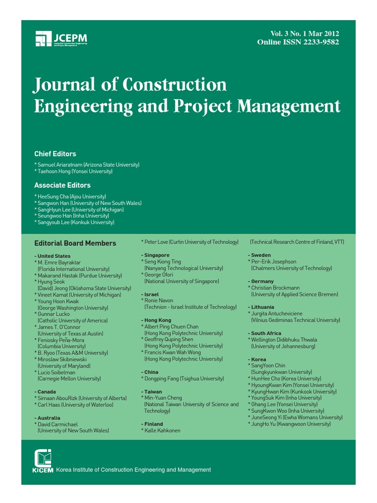 Journal of Construction Engineering and Project Management: Chief ...