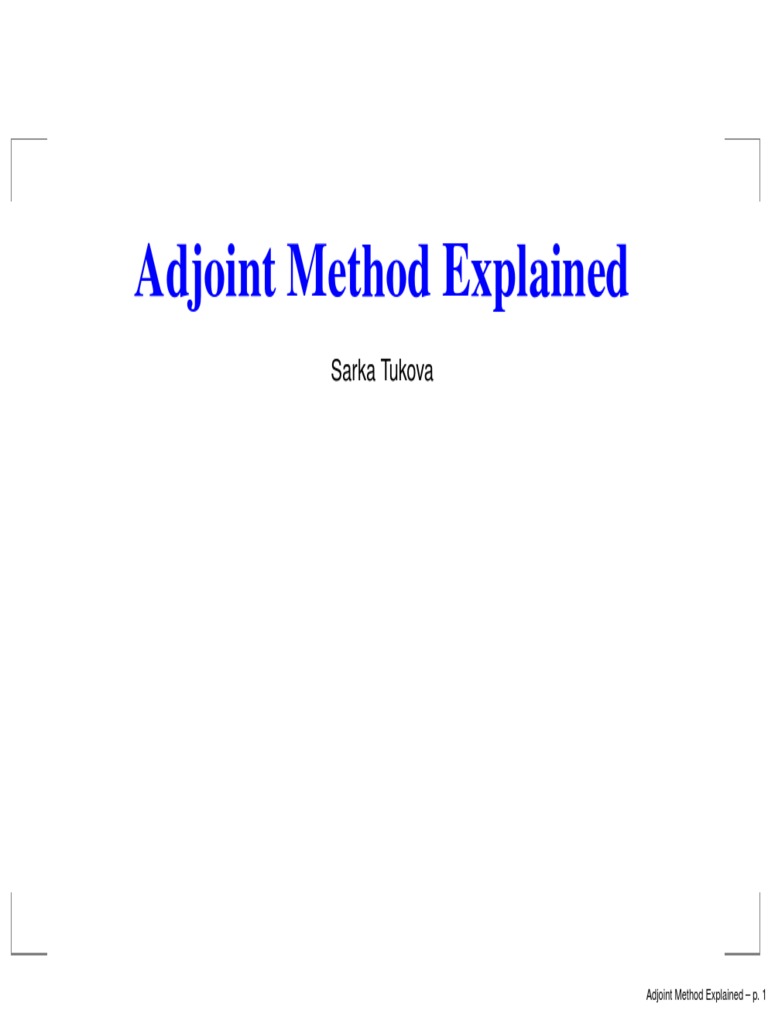 Adjoint Method Explained: Sarka Tukova | PDF | Sensitivity Analysis ...
