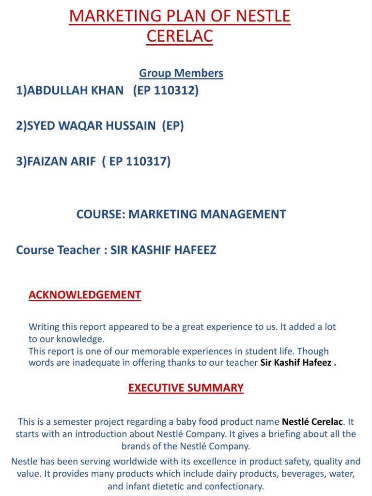 Marketing Plan of Nestle | Download Free PDF | Nestlé | Brand