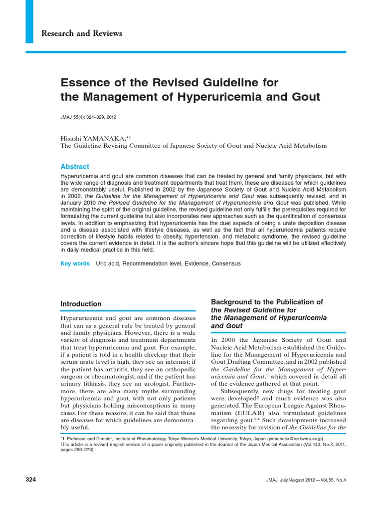 Essence of The Revised Guideline For The Management of Hyperuricemia ...