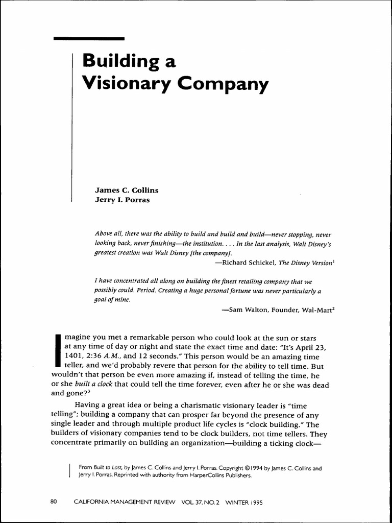 R3-Building A Visionary Company-Collins and Porras-1 PDF | PDF | Walt ...