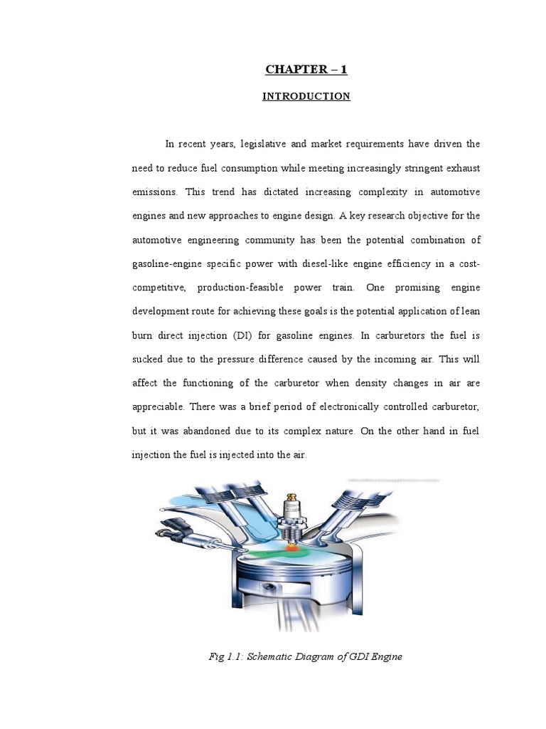 Chapter - 1: Fig 1.1: Schematic Diagram of GDI Engine | PDF | Fuel ...