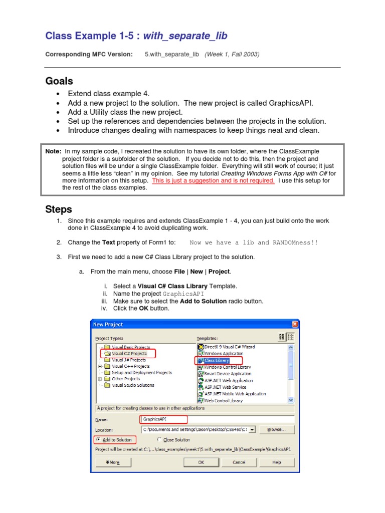 Goals: Class Example 1-5: With - Separate - Lib | Download Free PDF | Class (Computer ...
