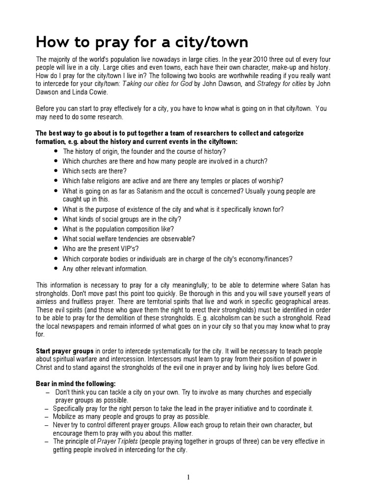 Praying Effectively for Your City | PDF | Intercession | Prayer