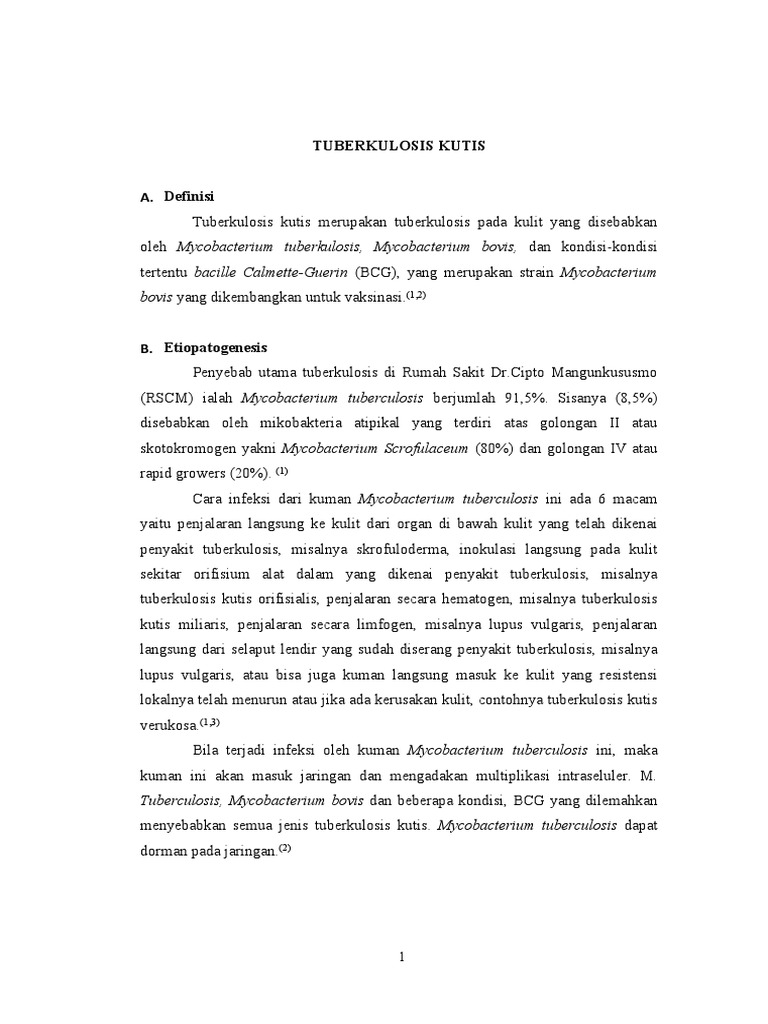 Tuberkulosis Kulit: Definisi dan Diagnosis | PDF | Perjalanan | Kajian Bahasa Asing