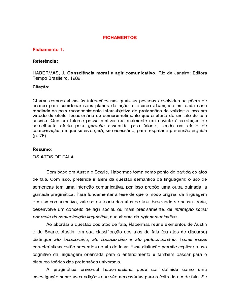 Modelos de Fichamento e Texto | PDF | Jürgen Habermas | Science