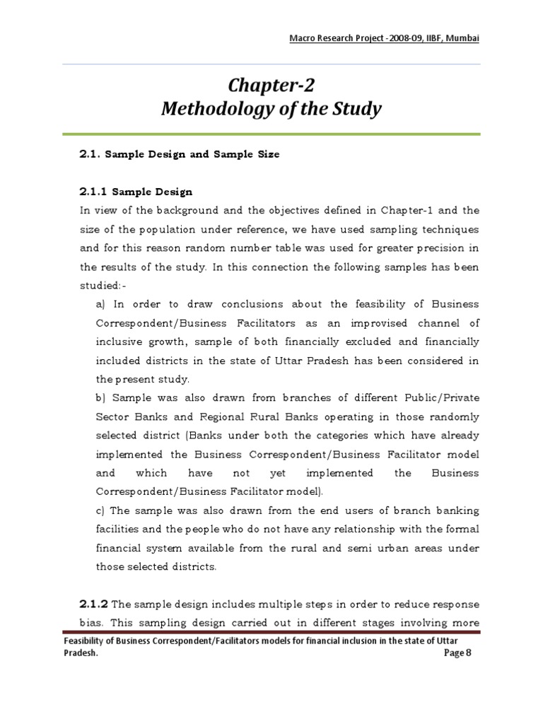 Chapter 2 Methodology of The Study: 2.1. Sample Design and Sample Size ...