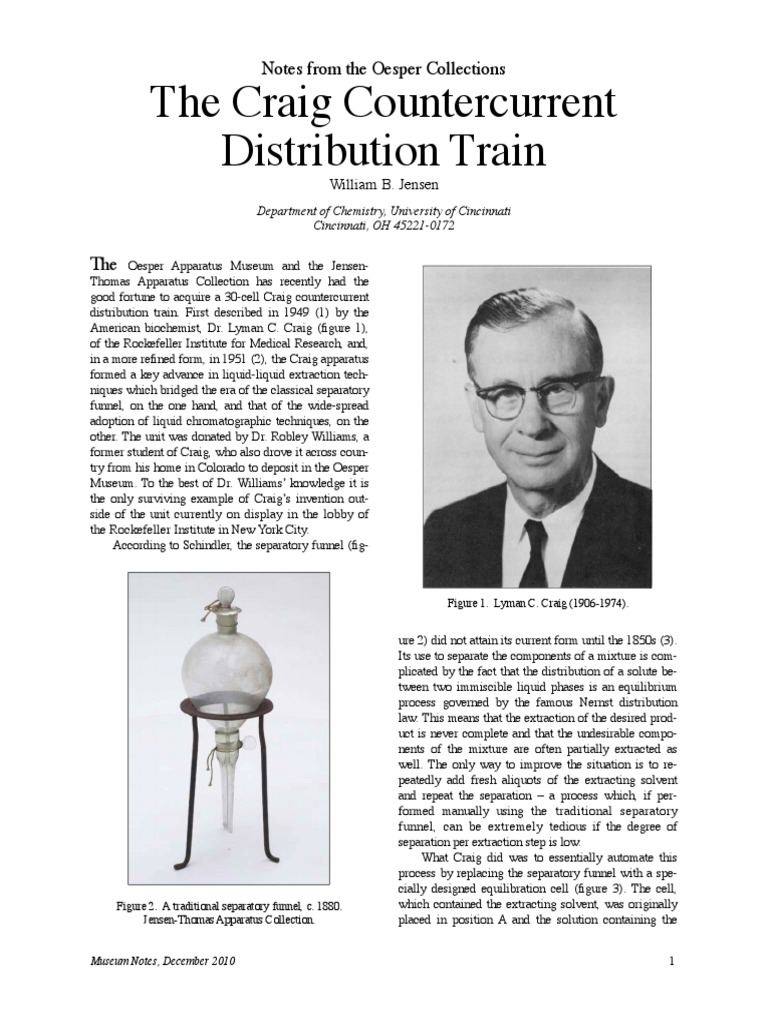 The Craig Countercurrent Distribution Train | PDF | Physical Sciences ...