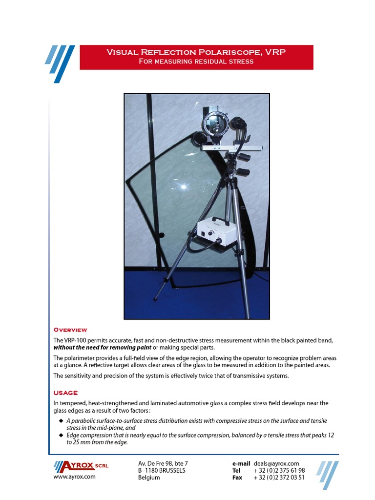 Visual Reflection Polariscope, VRP: For Measuring Residual Stress | PDF ...