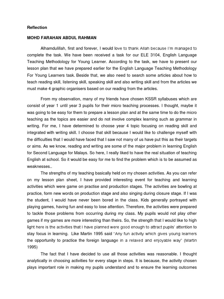 Reflection On Micro Teaching | PDF | Lesson Plan | Language Education