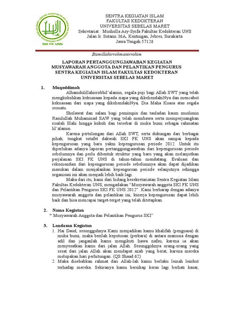 LPJ Musang Pelantikan - DANA IOM | PDF